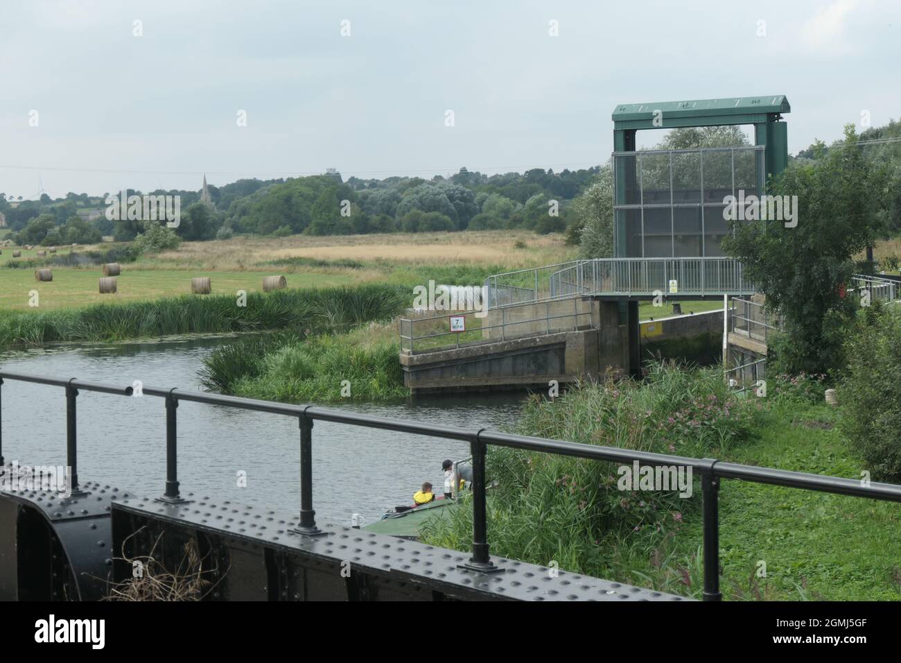 Railway track Rushden Lakes Northamptonshire UK bridge crossing trains ...