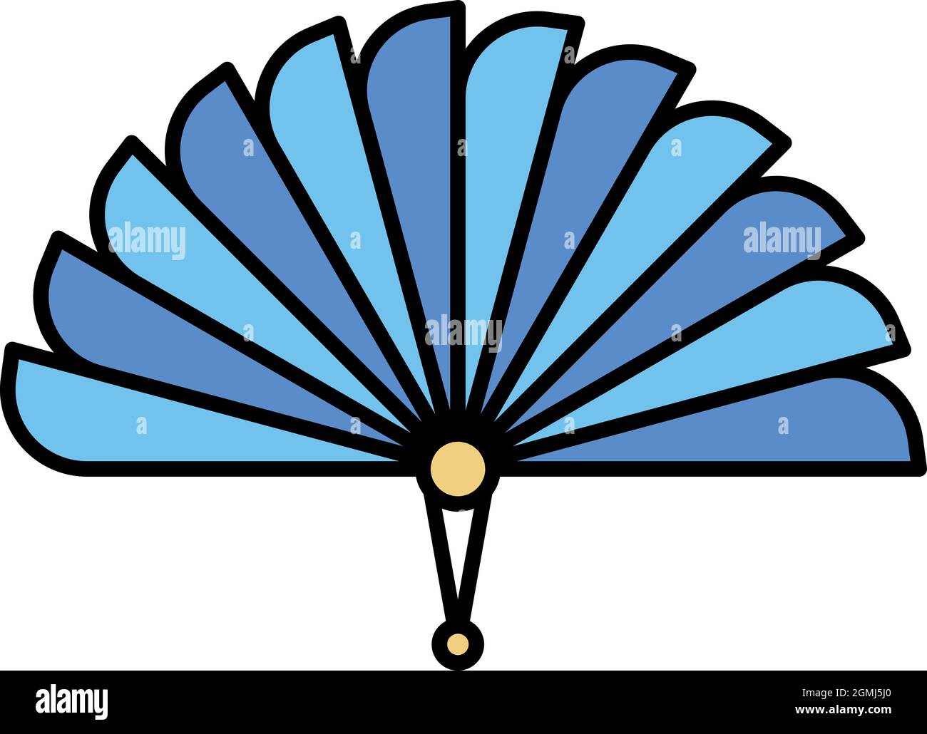 Asian handheld fan icon. Outline asian handheld fan vector icon color ...