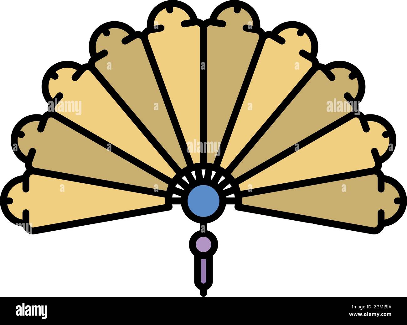 Hand fan icon. Outline hand fan vector icon color flat isolated Stock ...