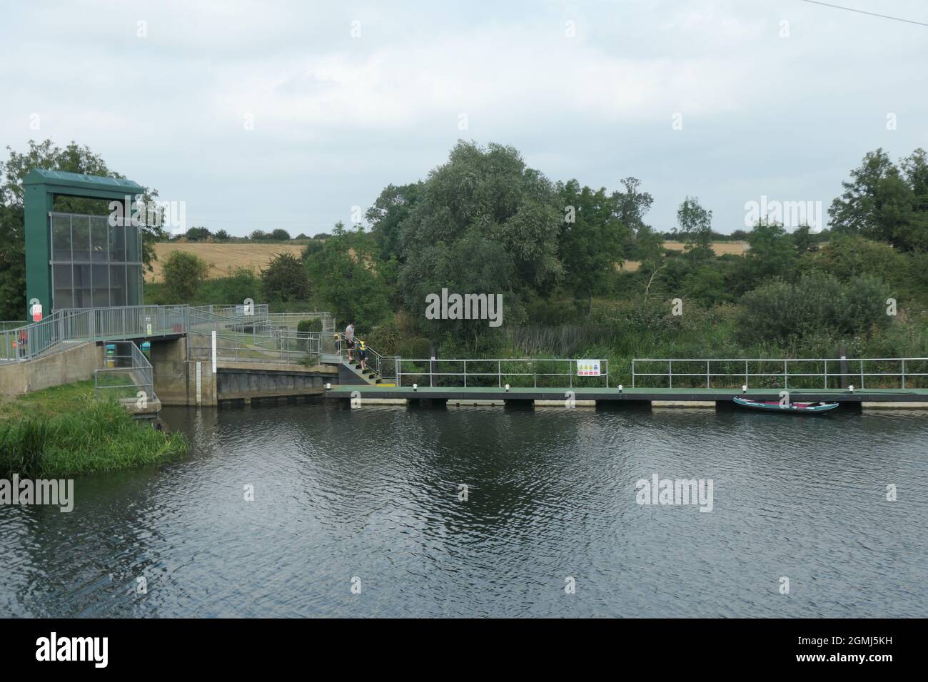bridge over water on Railway track Rushden Lakes Northamptonshire UK ...