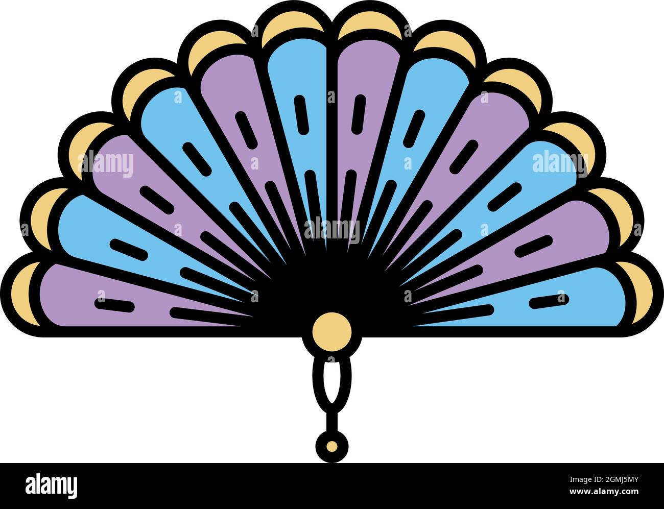 Decorative hand fan icon. Outline decorative hand fan vector icon color ...