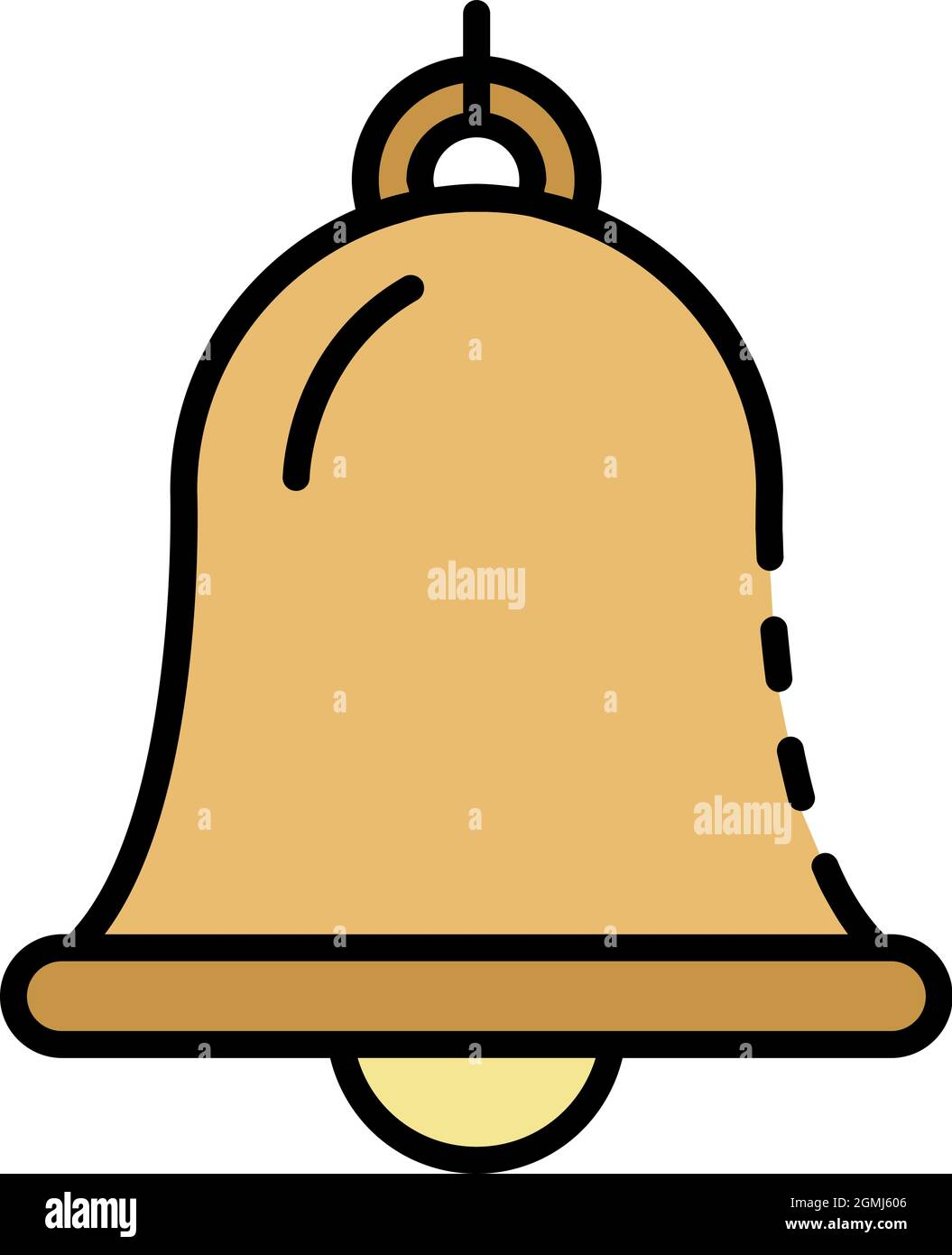 Marine port bell icon. Outline marine port bell vector icon color flat ...