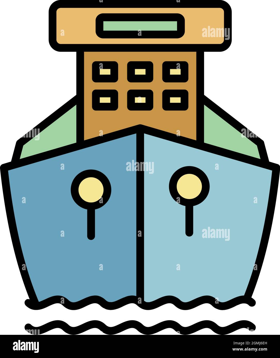 Front ship icon. Outline front ship vector icon color flat isolated ...
