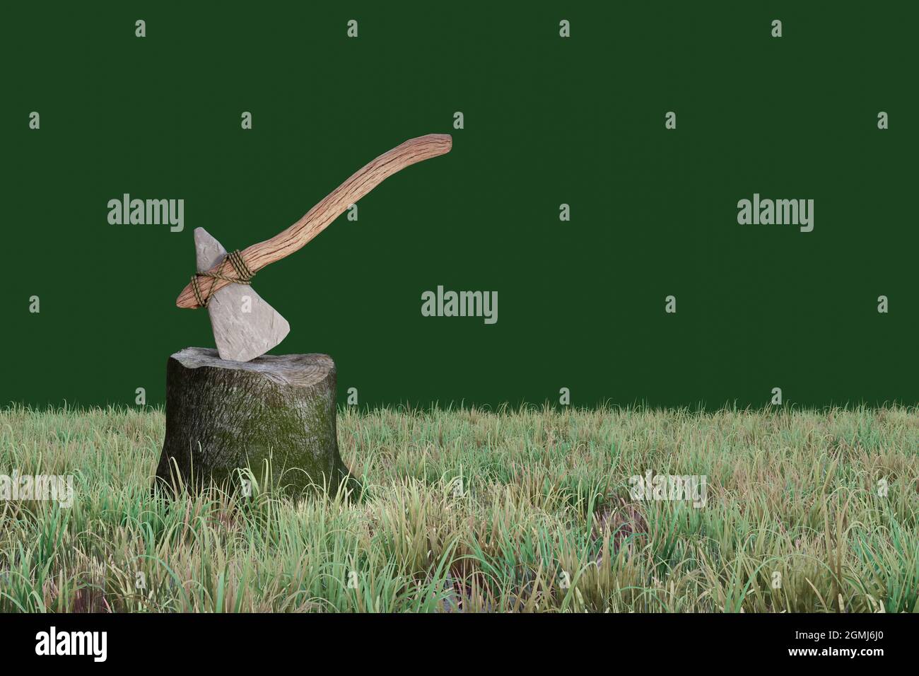 Handmade diy hatchet / axe survival concept. 3D Illustration Stock ...