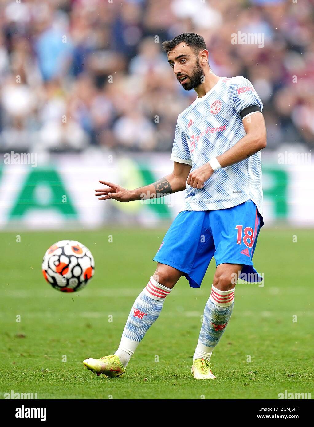 Manchester United's Bruno Fernandes in action during the Premier League ...