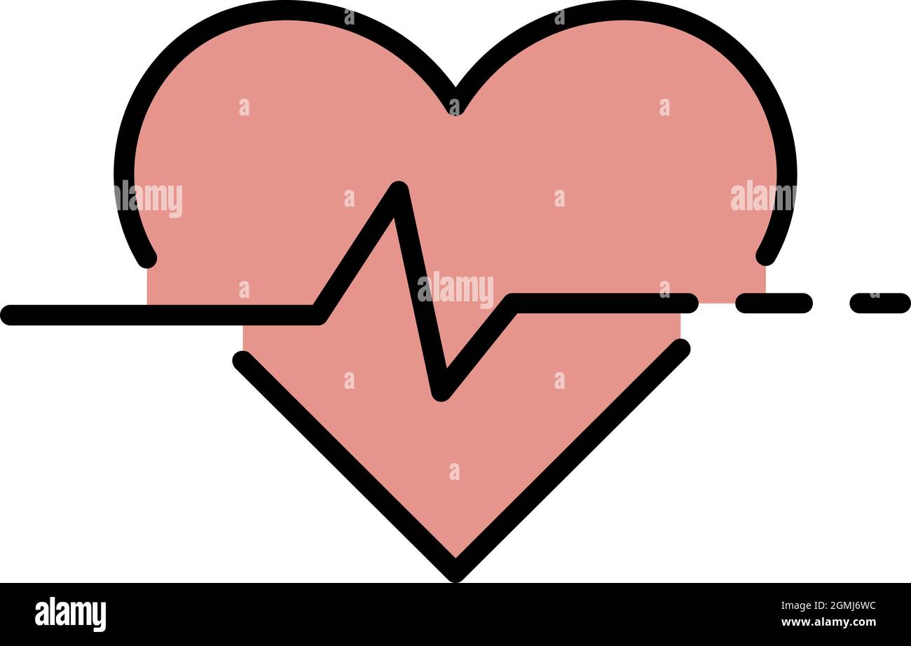 Heart rate icon. Outline heart rate vector icon color flat isolated ...
