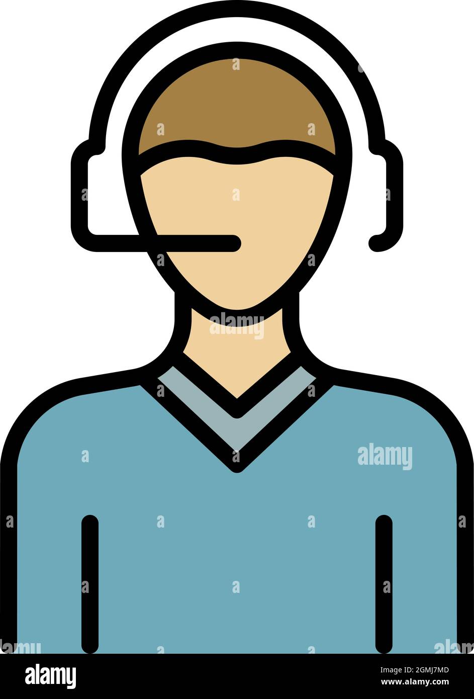 Man headset call center icon. Outline man headset call center vector ...