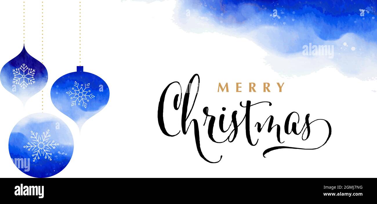 Merry Christmas blue background with Christmas decorations. Collection ...