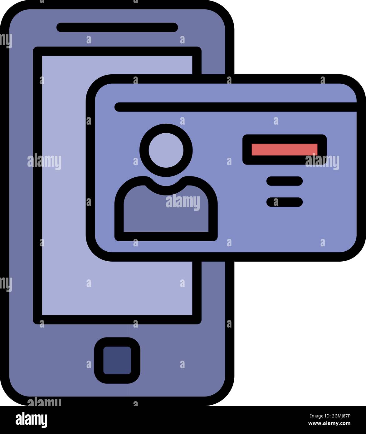 Smartphone man id card icon. Outline smartphone man id card vector icon ...