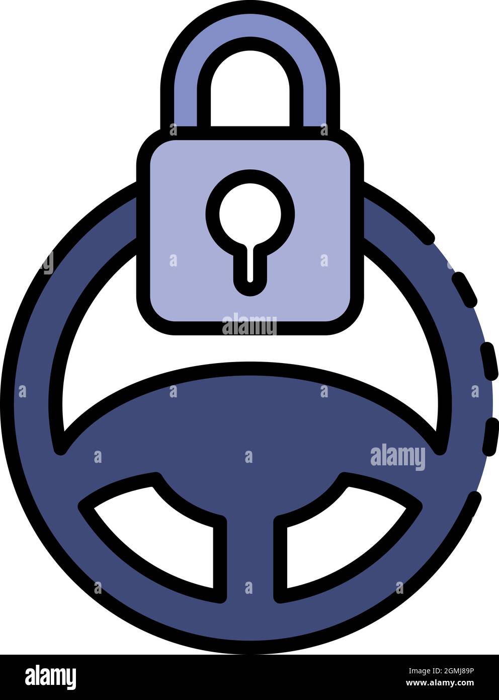 Locked car steering wheel icon. Outline locked car steering wheel ...
