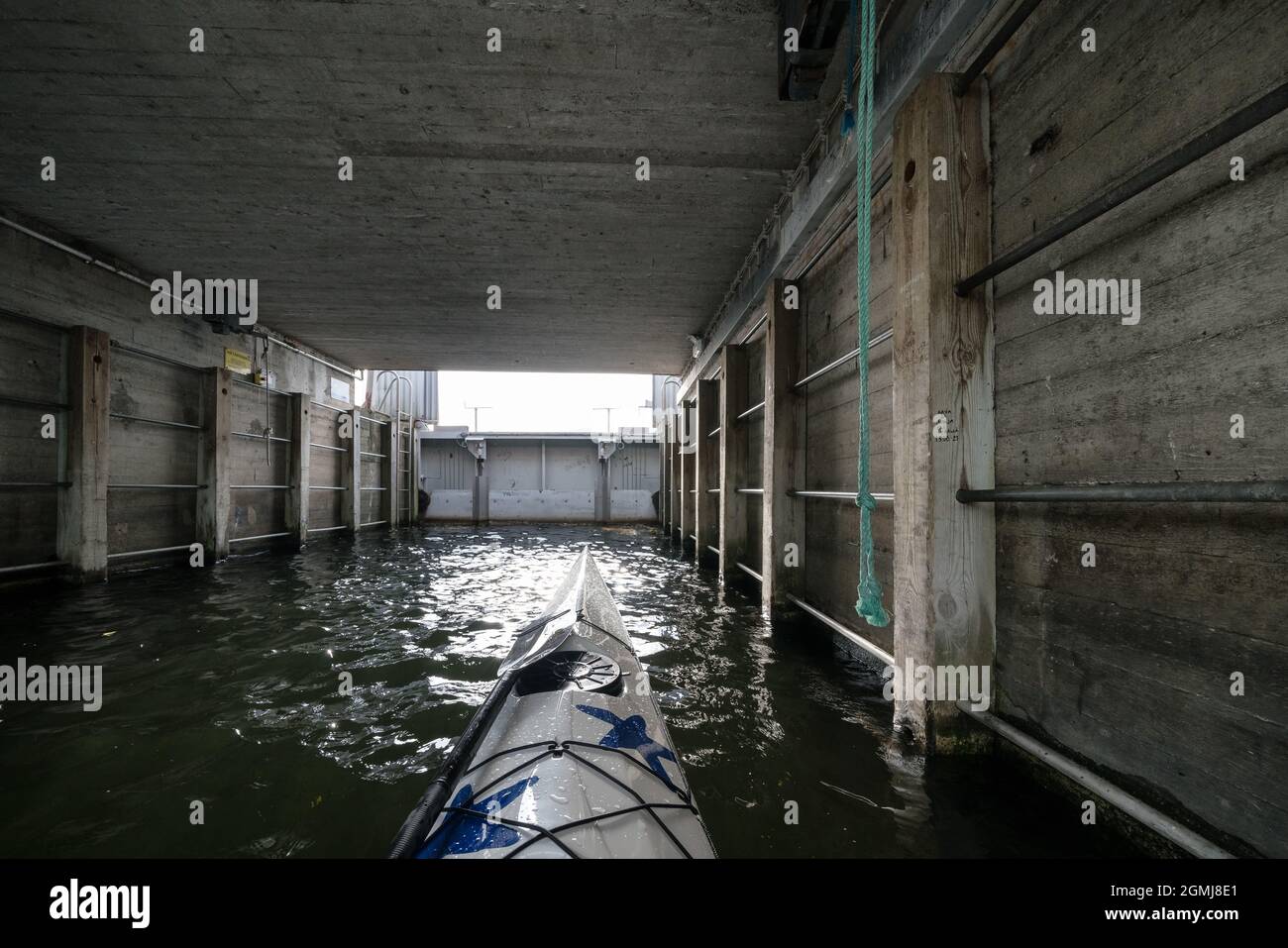 At Uusikaupunki freshwater pool automated sluice gates, Finland Stock ...