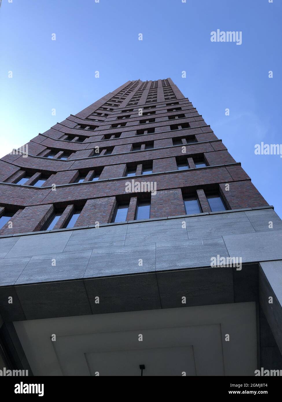 A low angle shot of a famous Kollhoff Towel under a blue cloudless sky ...