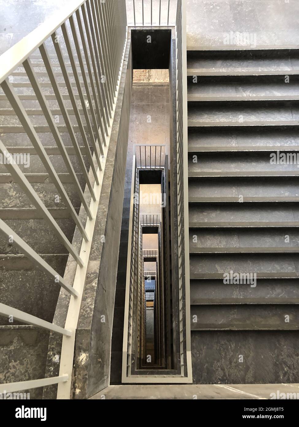 A top view of the stone staircase structure of a residential building ...