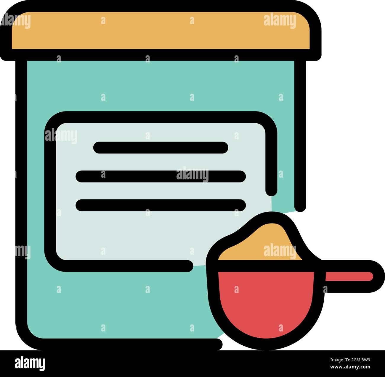 Protein jar icon. Outline protein jar vector icon color flat isolated ...