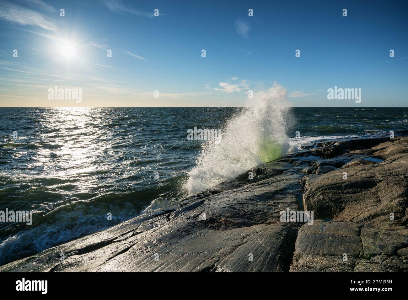 Big waves at the shore of Isokari island, Kustavi, Finland Stock Photo ...