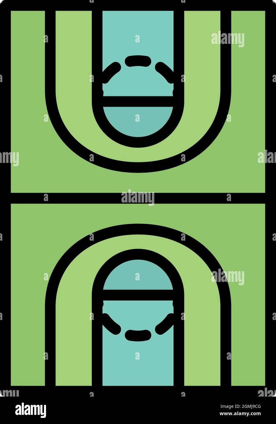 Basketball field icon. Outline basketball field vector icon color flat ...