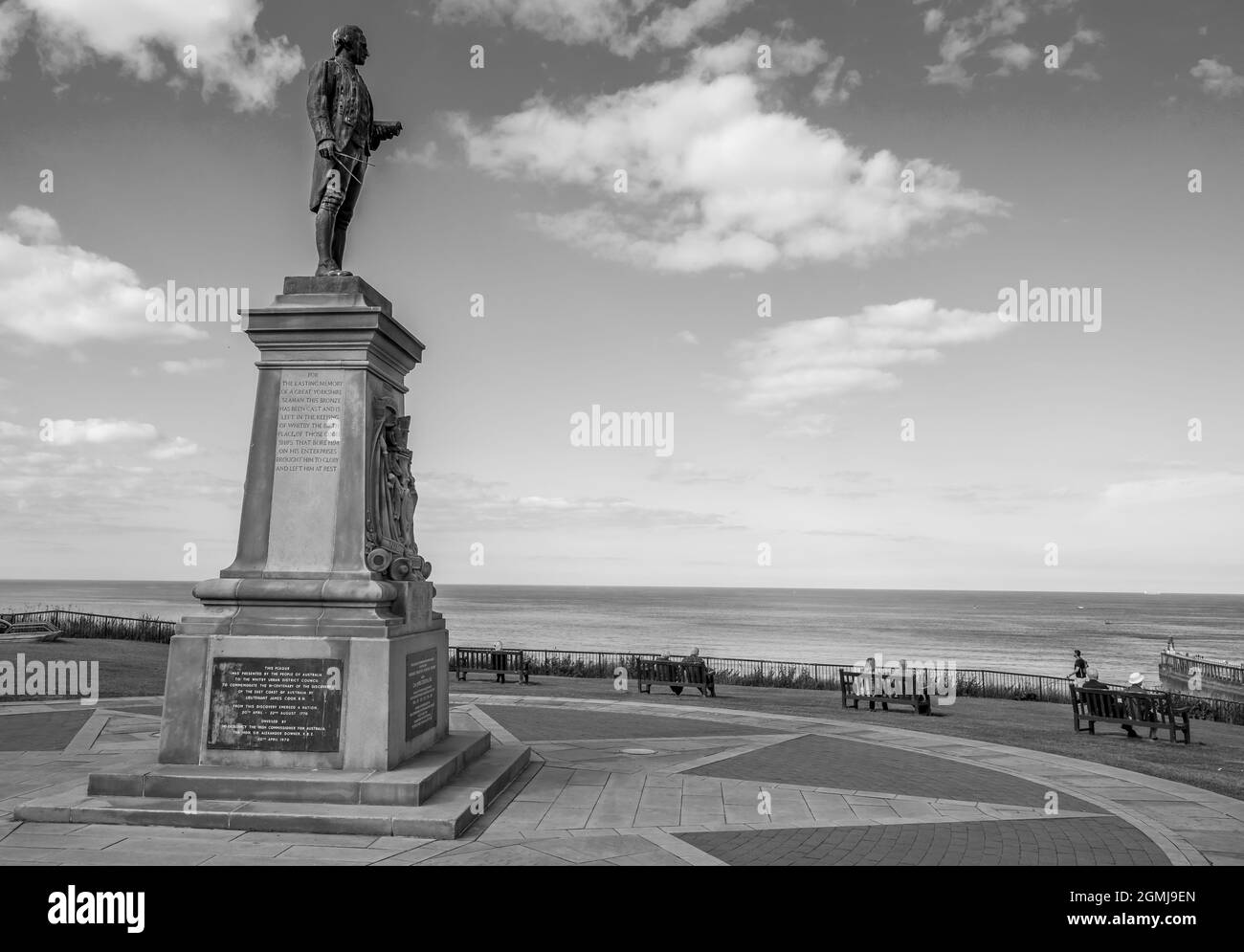 Memorial statue to 16th century Royal Navy explorer Captain James Cook ...