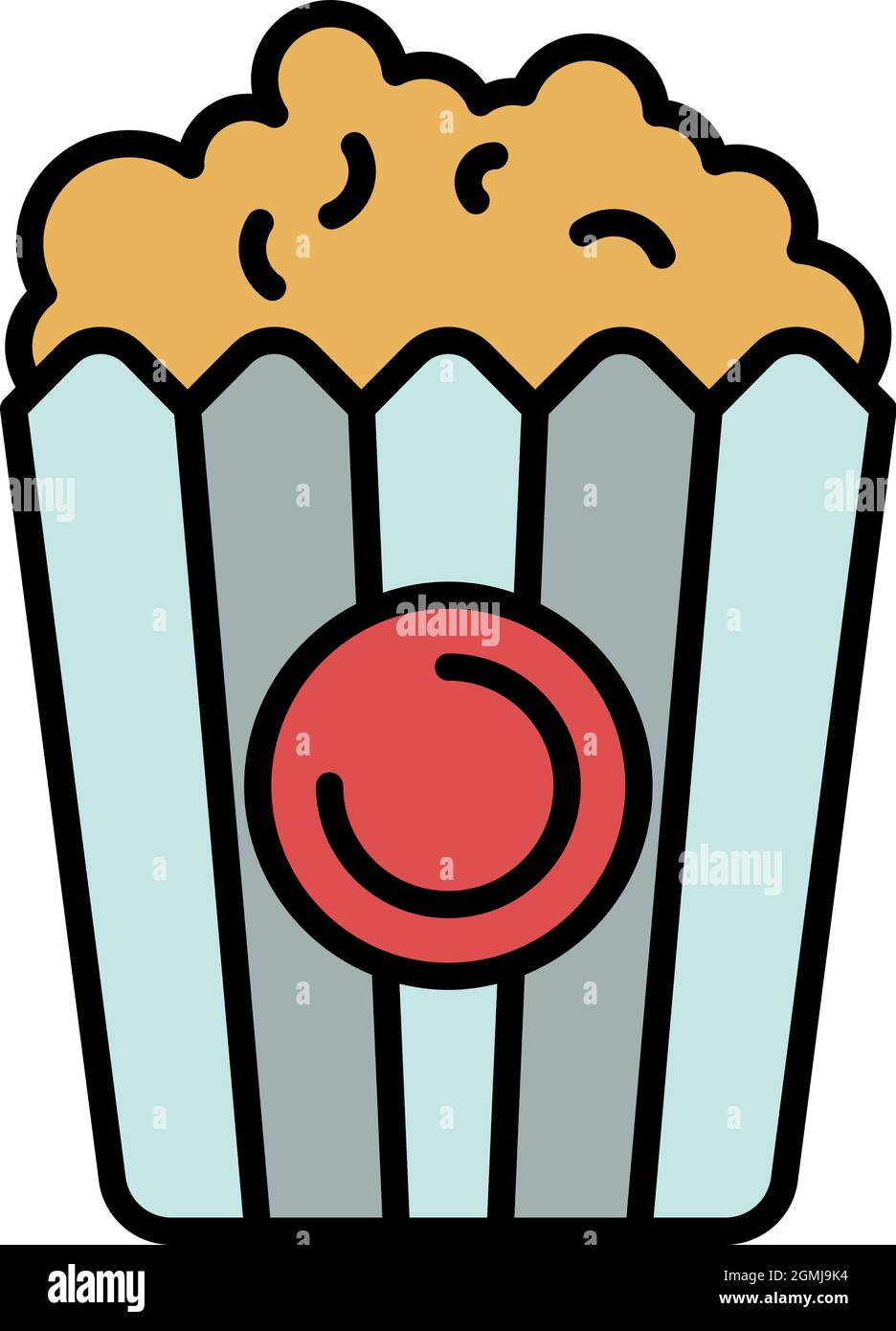 Popcorn basket icon. Outline popcorn basket vector icon color flat ...