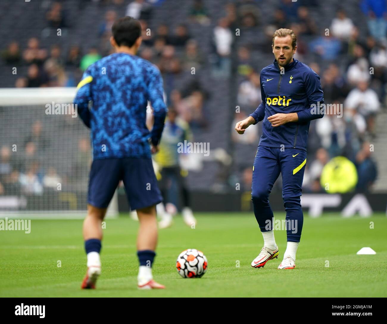 Tottenham Hotspur's Son Heung-min and Harry Kane warming up before the ...