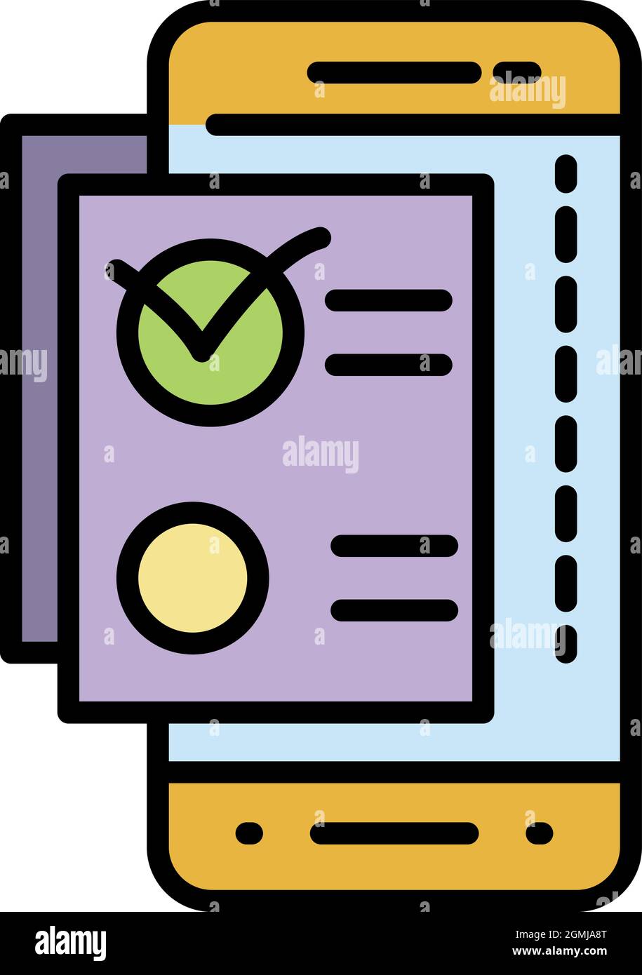 Smartphone vote check icon. Outline smartphone vote check vector icon ...