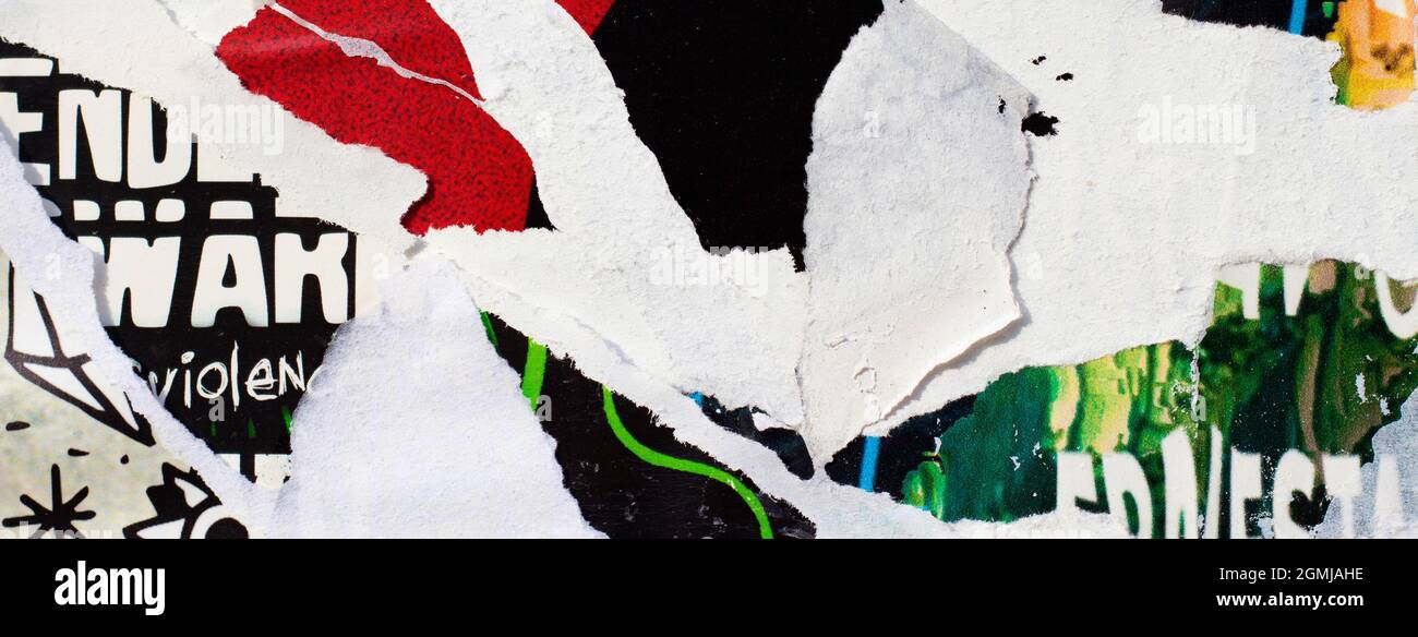 Old posters ripped torn creased crumpled paper grunge texture banner ...
