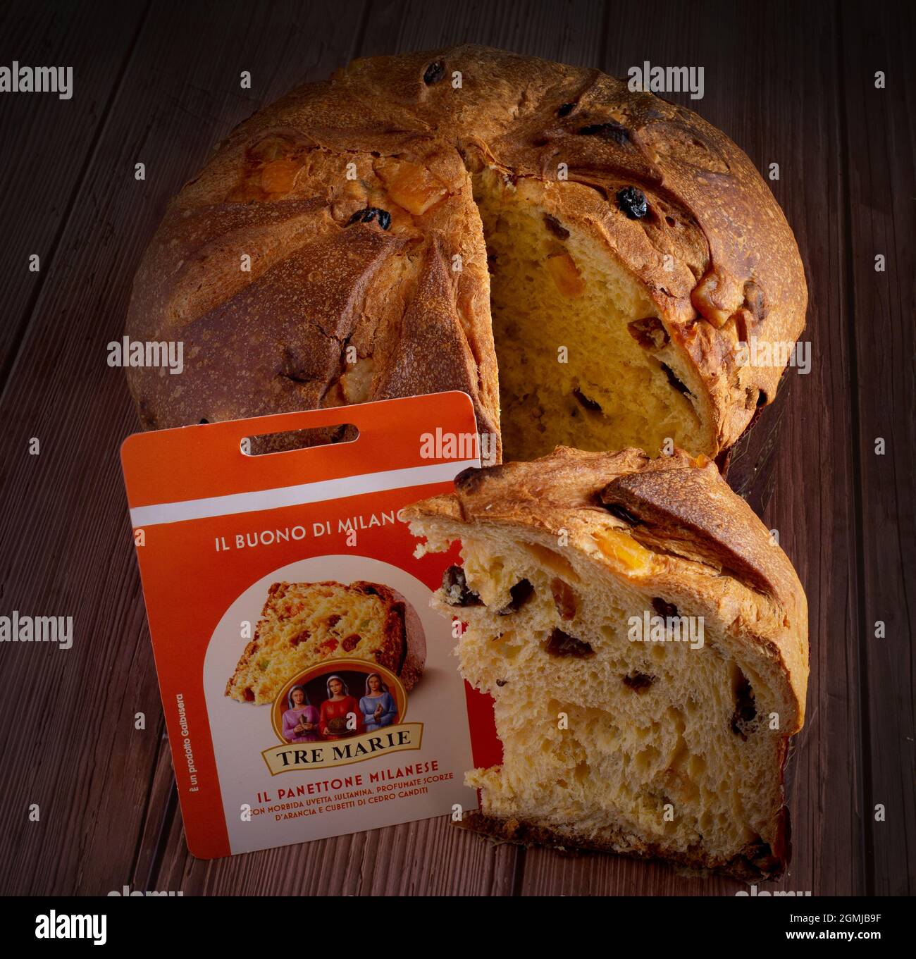 Italy - circa , 2021:Panettone Tre Marie, famous pastry specialty of ...
