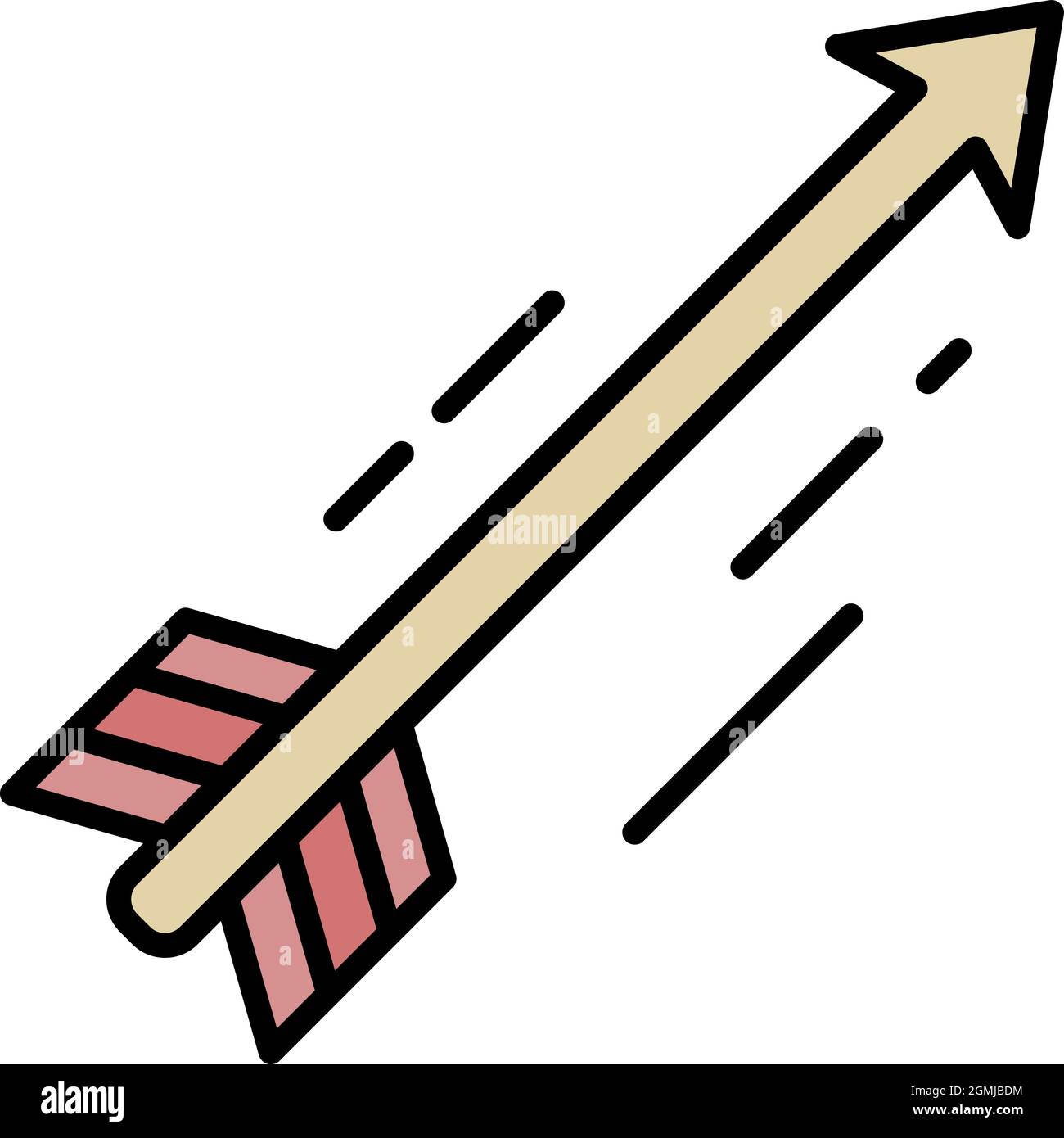 Flying arrow icon. Outline flying arrow vector icon color flat isolated ...