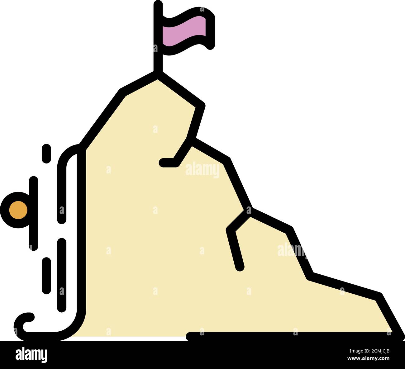 Hiking mountain icon. Outline hiking mountain vector icon color flat ...