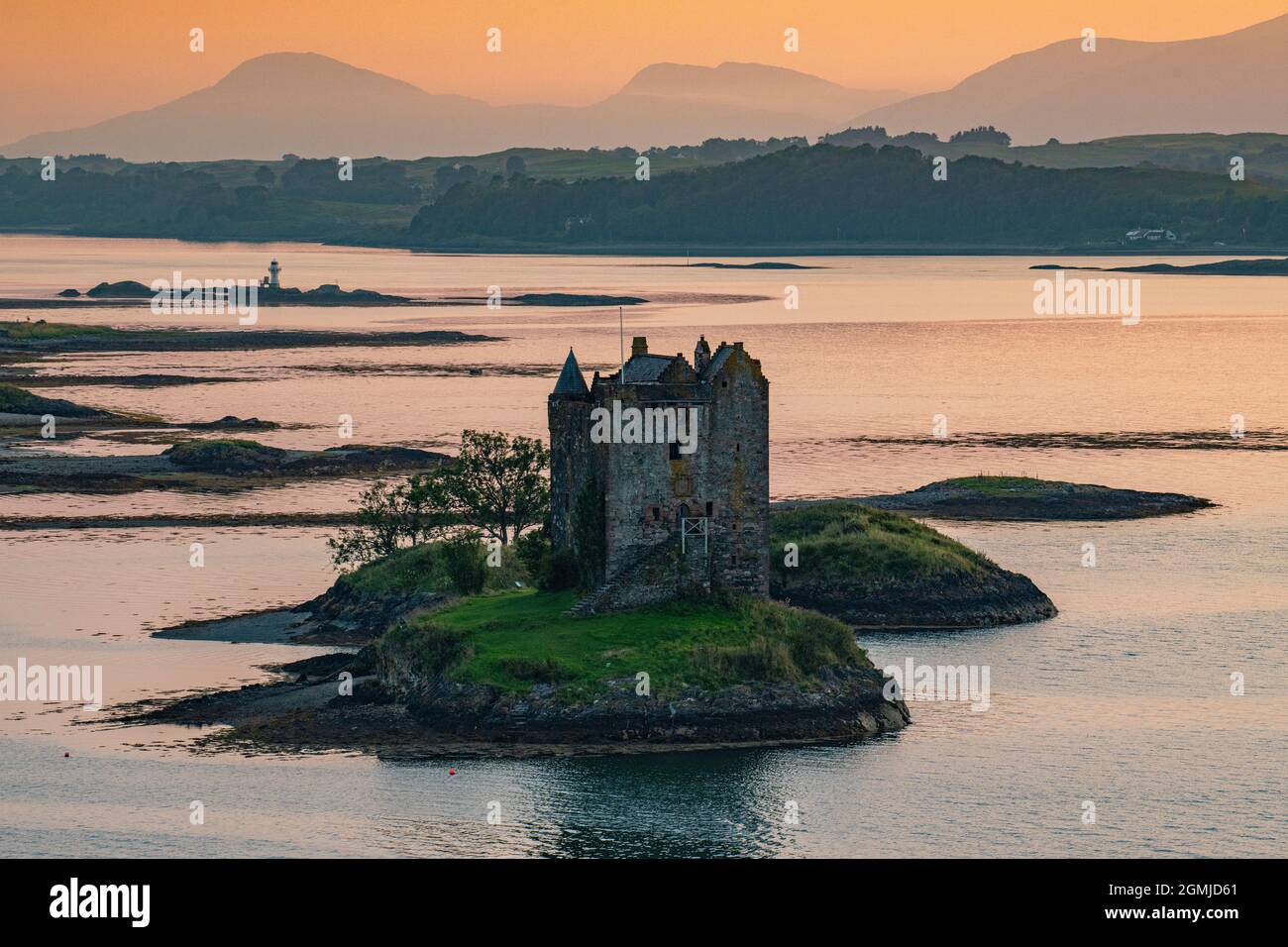 Castle Stalker susnet in Appin, Scotland Stock Photo - Alamy