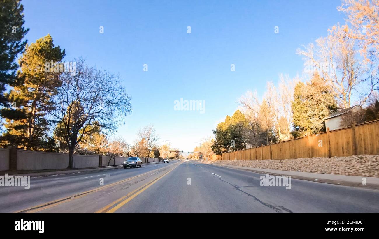 Driving on typical paved roads in suburban America Stock Photo - Alamy