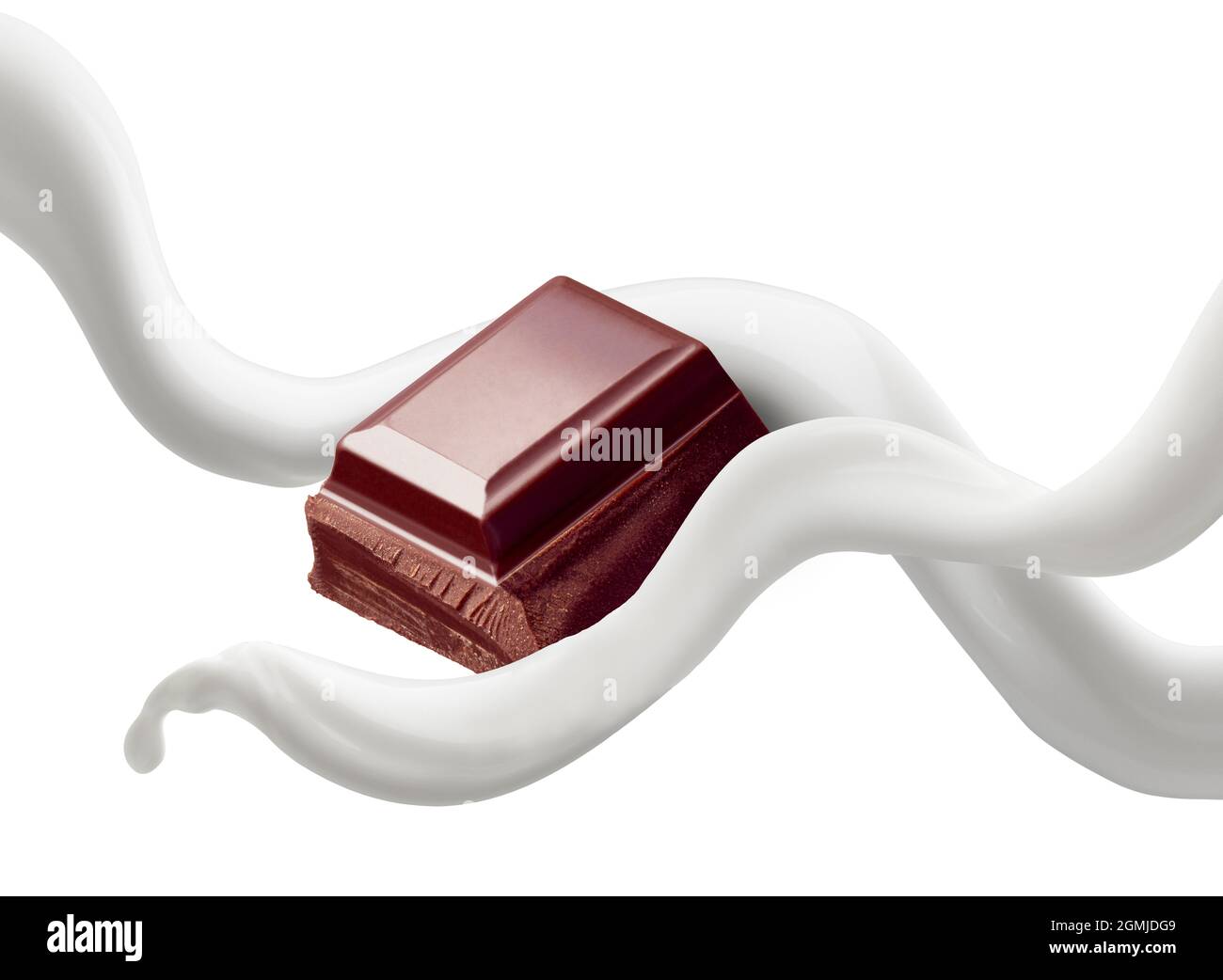 chocolate piece milk splash flow Stock Photo - Alamy