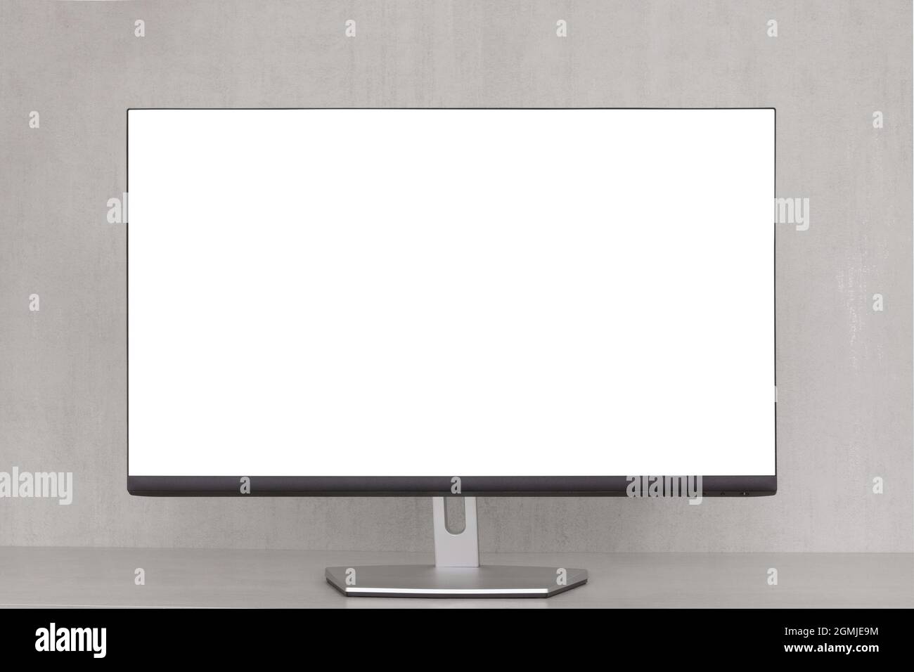 mock up computer monitor with a white screen on a grey background Stock ...