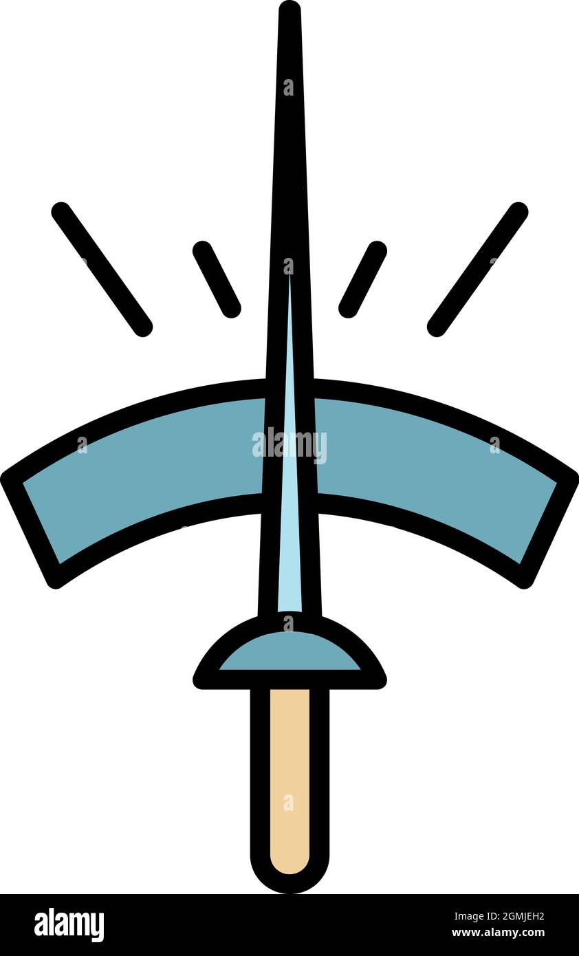 Fencing sword icon. Outline fencing sword vector icon color flat ...