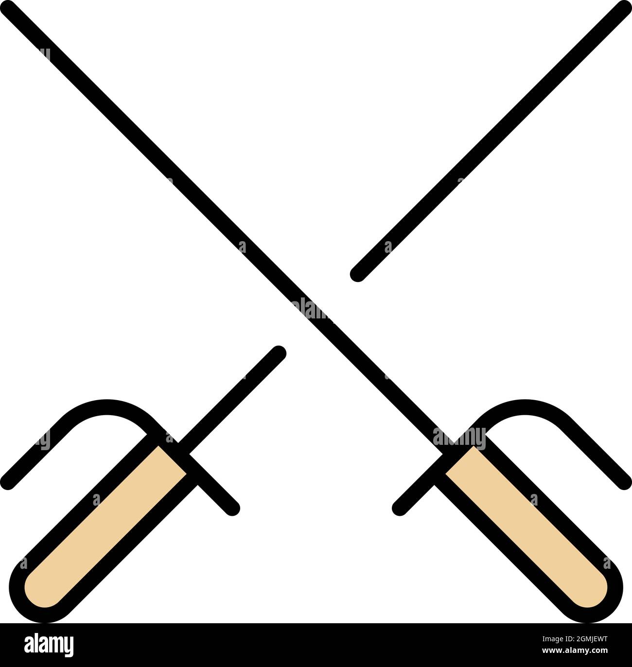 Crossed fencing sword icon. Outline crossed fencing sword vector icon ...