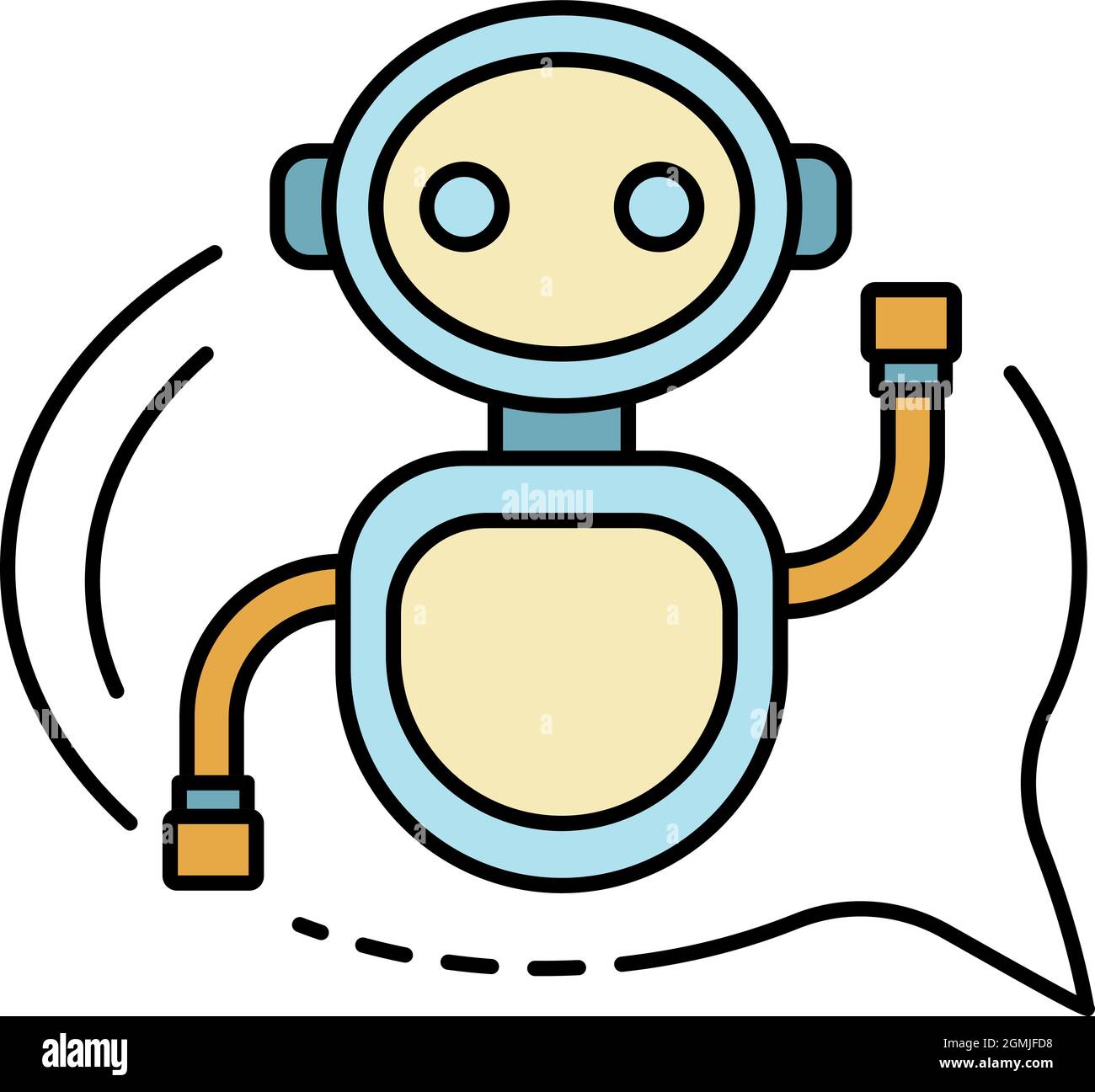 Chat bot in a bubble icon. Outline chat bot in a bubble vector icon ...