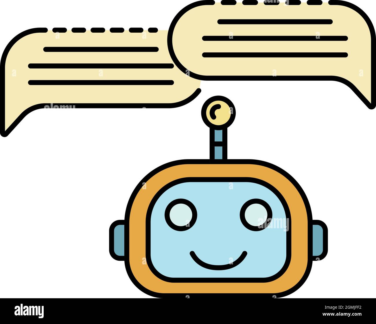 Chat bot two bubbles icon. Outline chat bot two bubbles vector icon ...