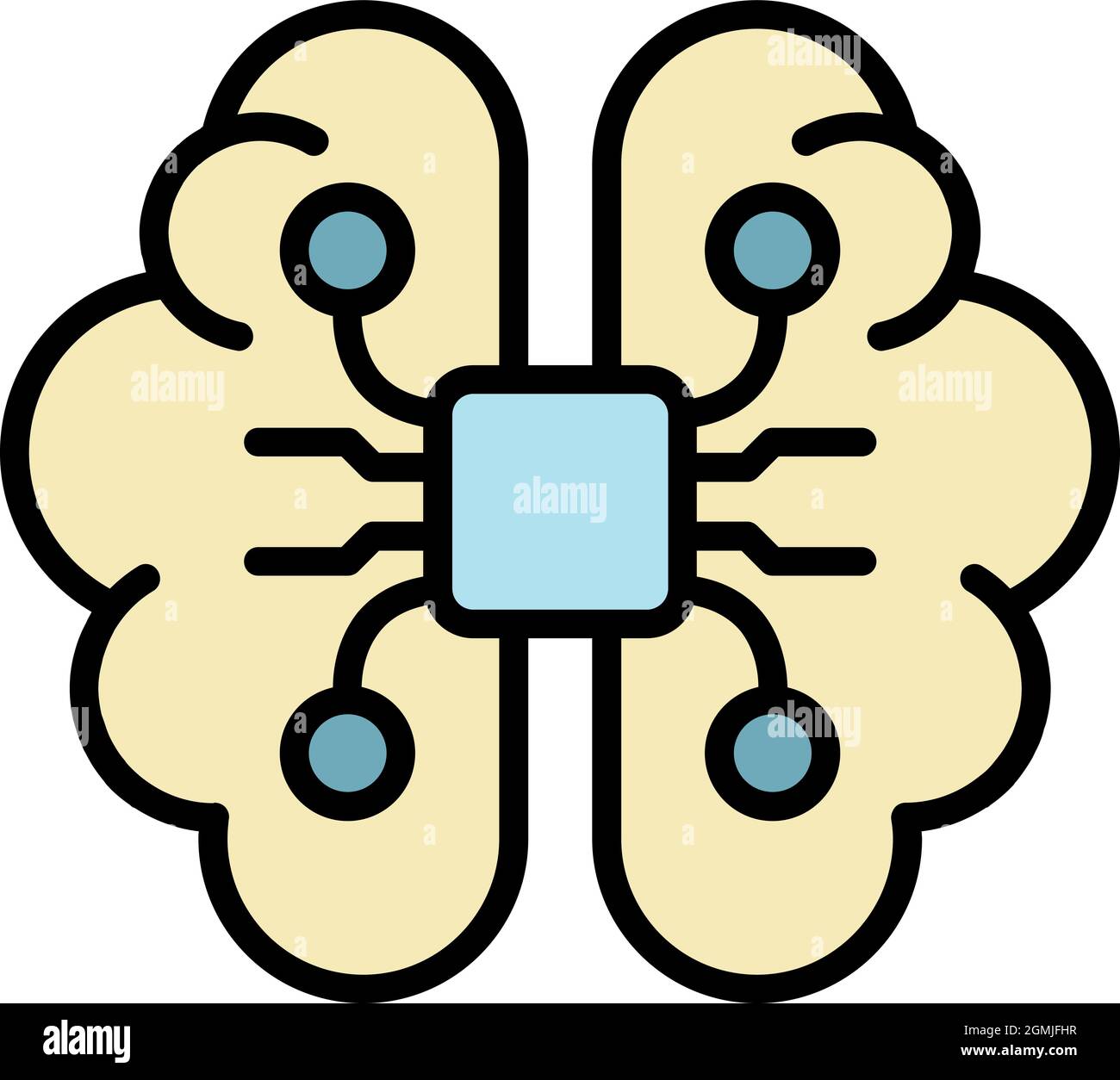 Ai brain icon. Outline ai brain vector icon color flat isolated Stock ...