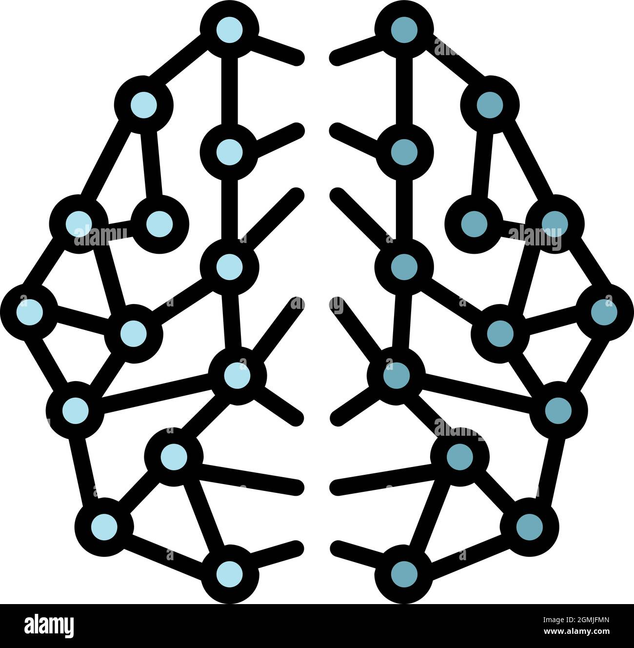 Ai brain network icon. Outline ai brain network vector icon color flat ...