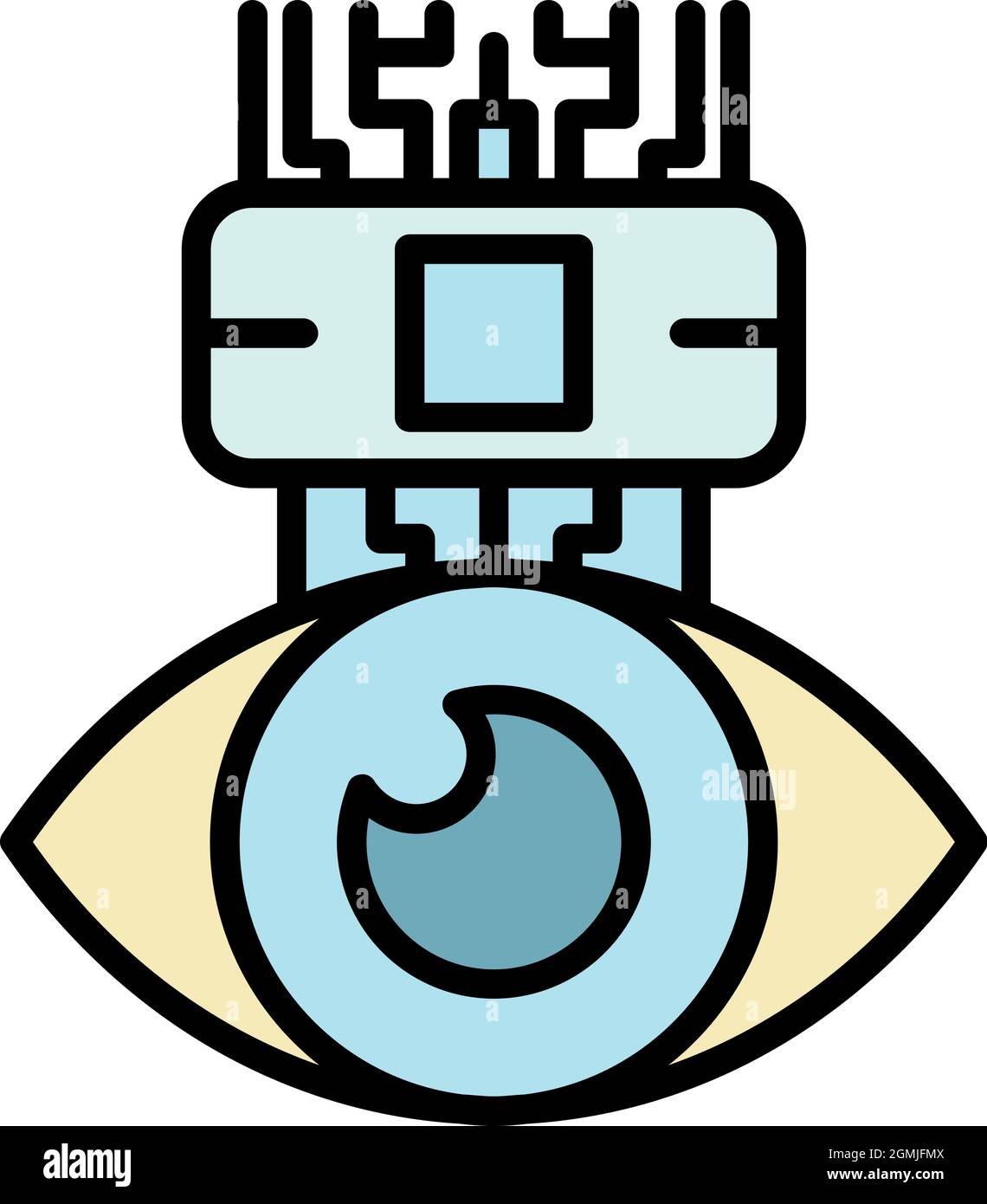 Ai eye humanoid icon. Outline ai eye humanoid vector icon color flat ...