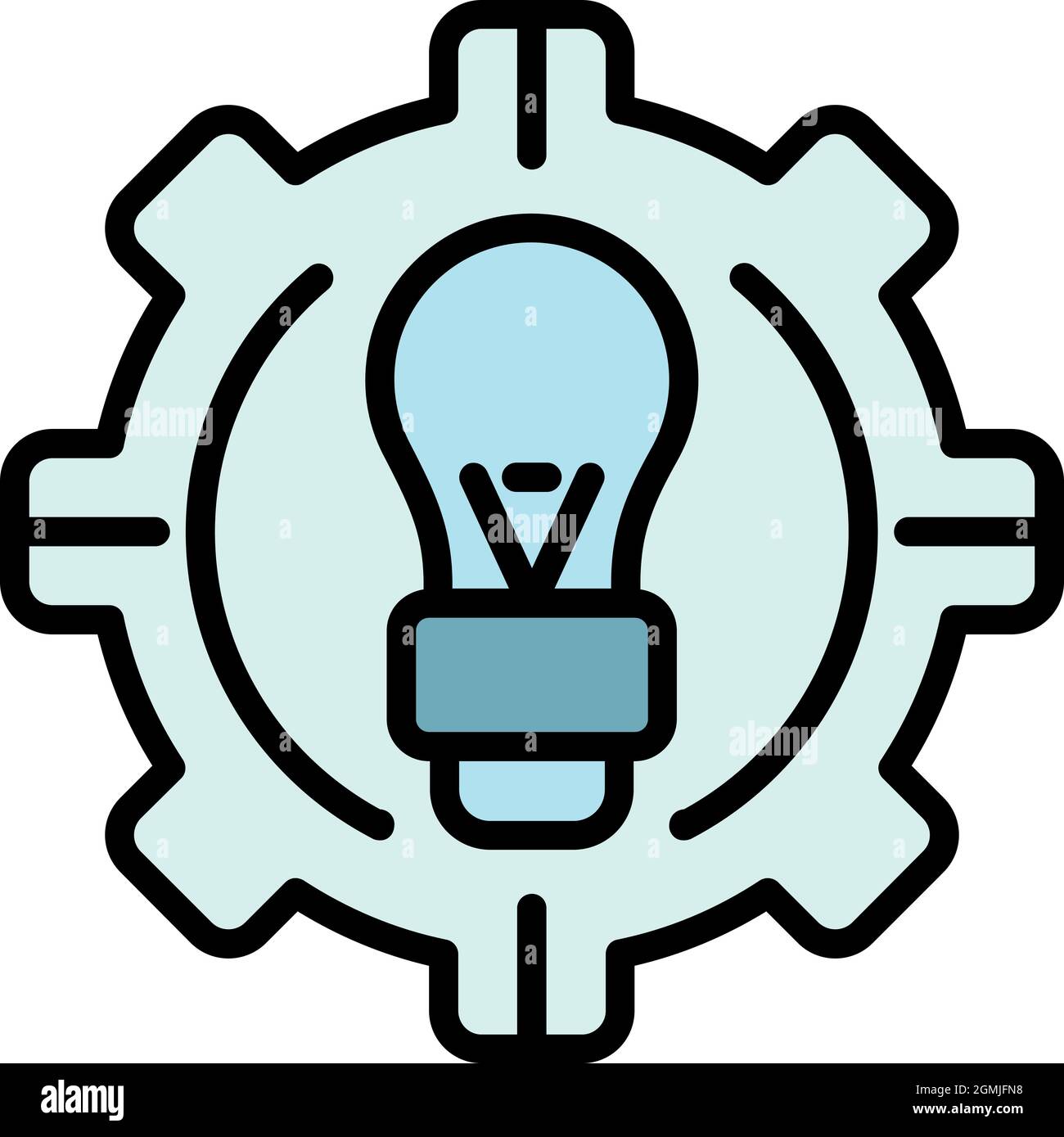 Ai gear idea icon. Outline ai gear idea vector icon color flat isolated ...