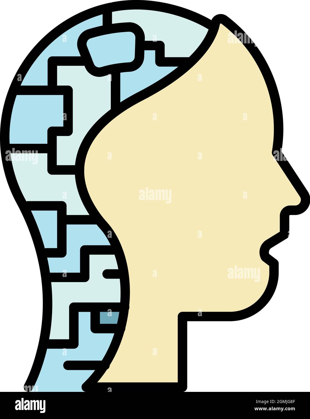 Cyborg head icon. Outline cyborg head vector icon color flat isolated ...