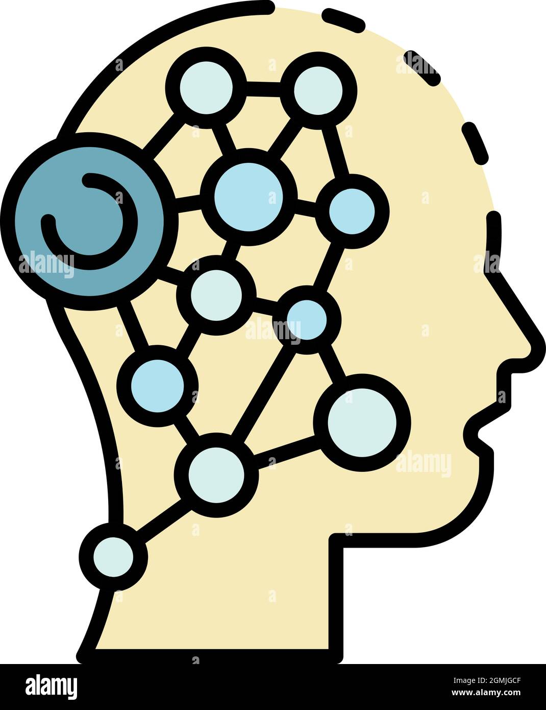 Robot head icon. Outline robot head vector icon color flat isolated ...