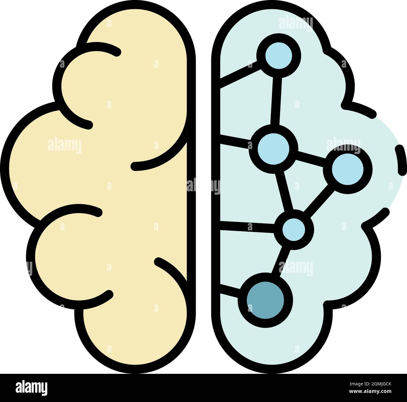 Cyborg brain icon. Outline cyborg brain vector icon color flat isolated ...