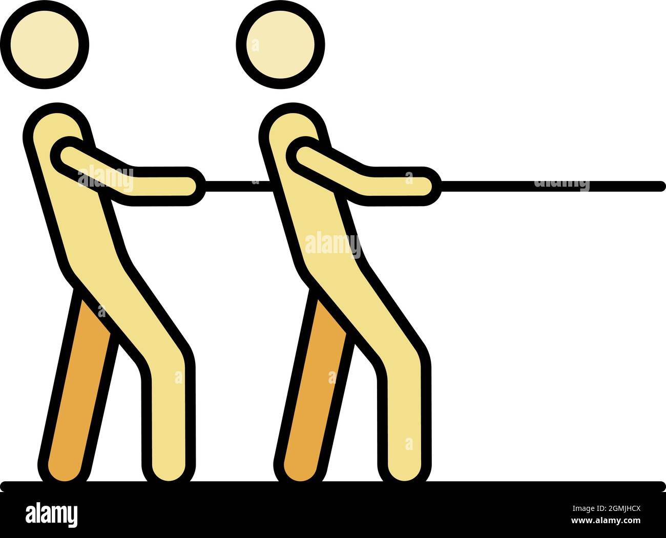 Two man tug of war icon. Outline two man tug of war vector icon color ...