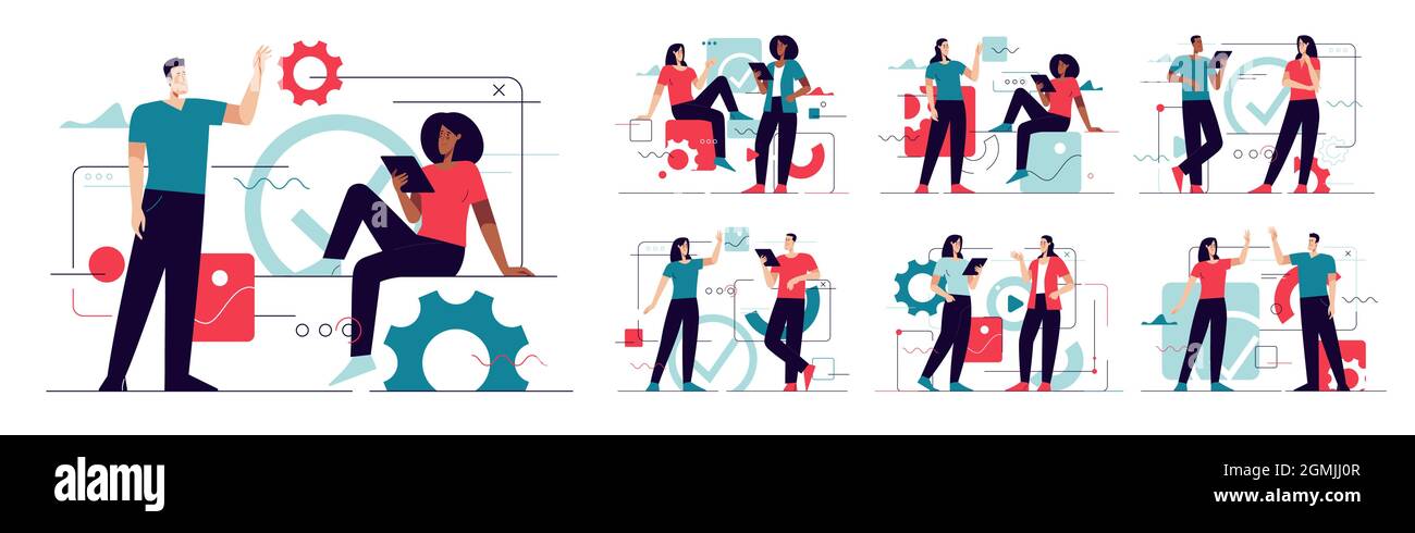 Collection of vector illustrations on the subject of web design ...