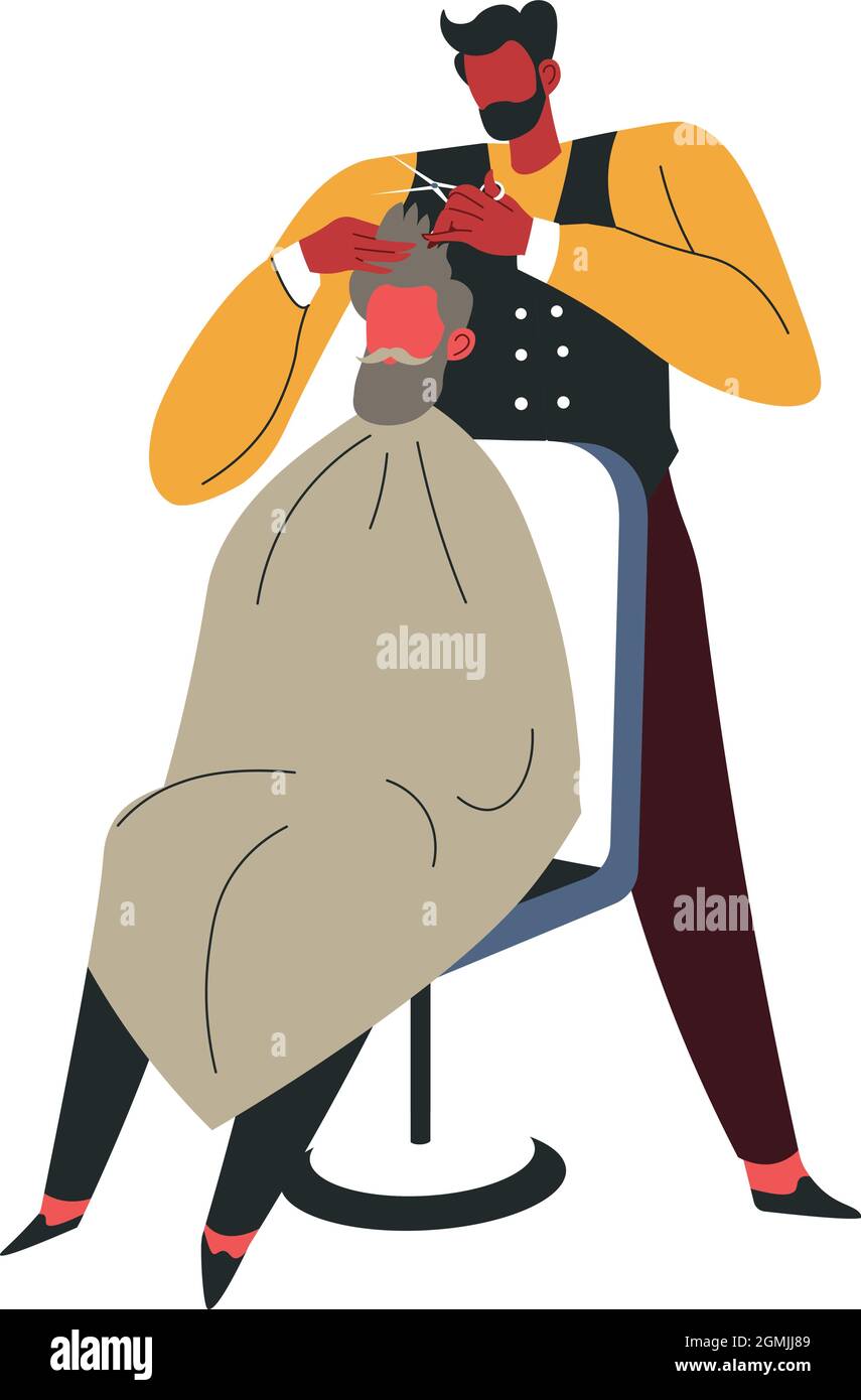 Combing and trimming hair at barbershop vector Stock Vector Image & Art ...