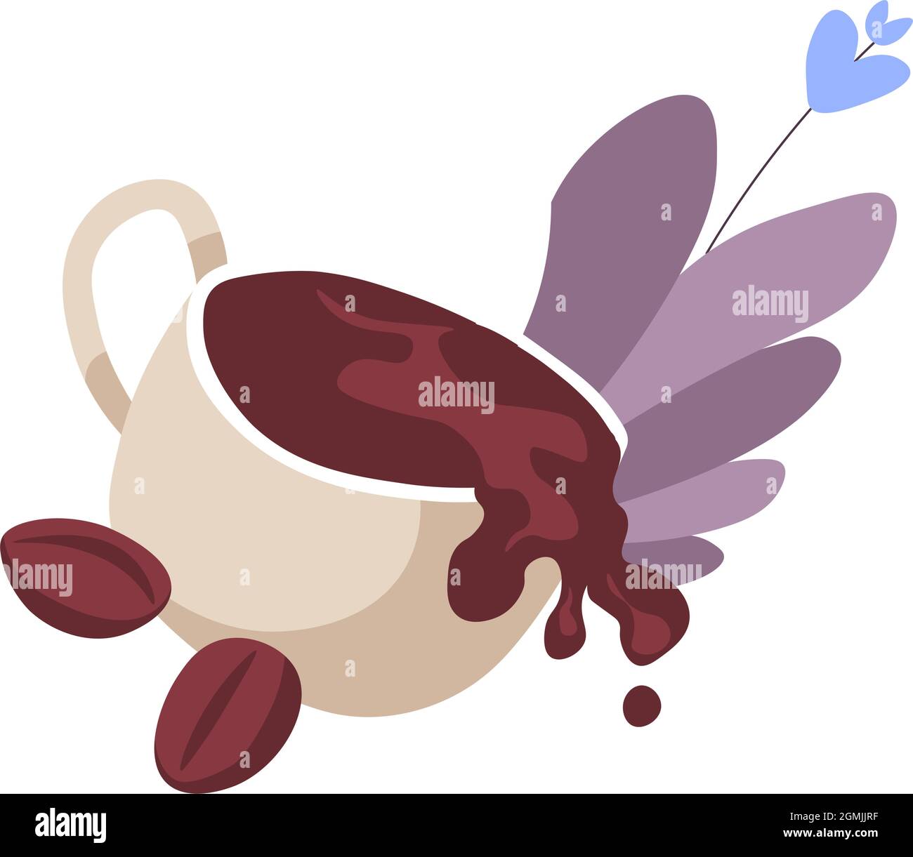 Spilling coffee, cup with pouring tea or chocolate Stock Vector Image ...