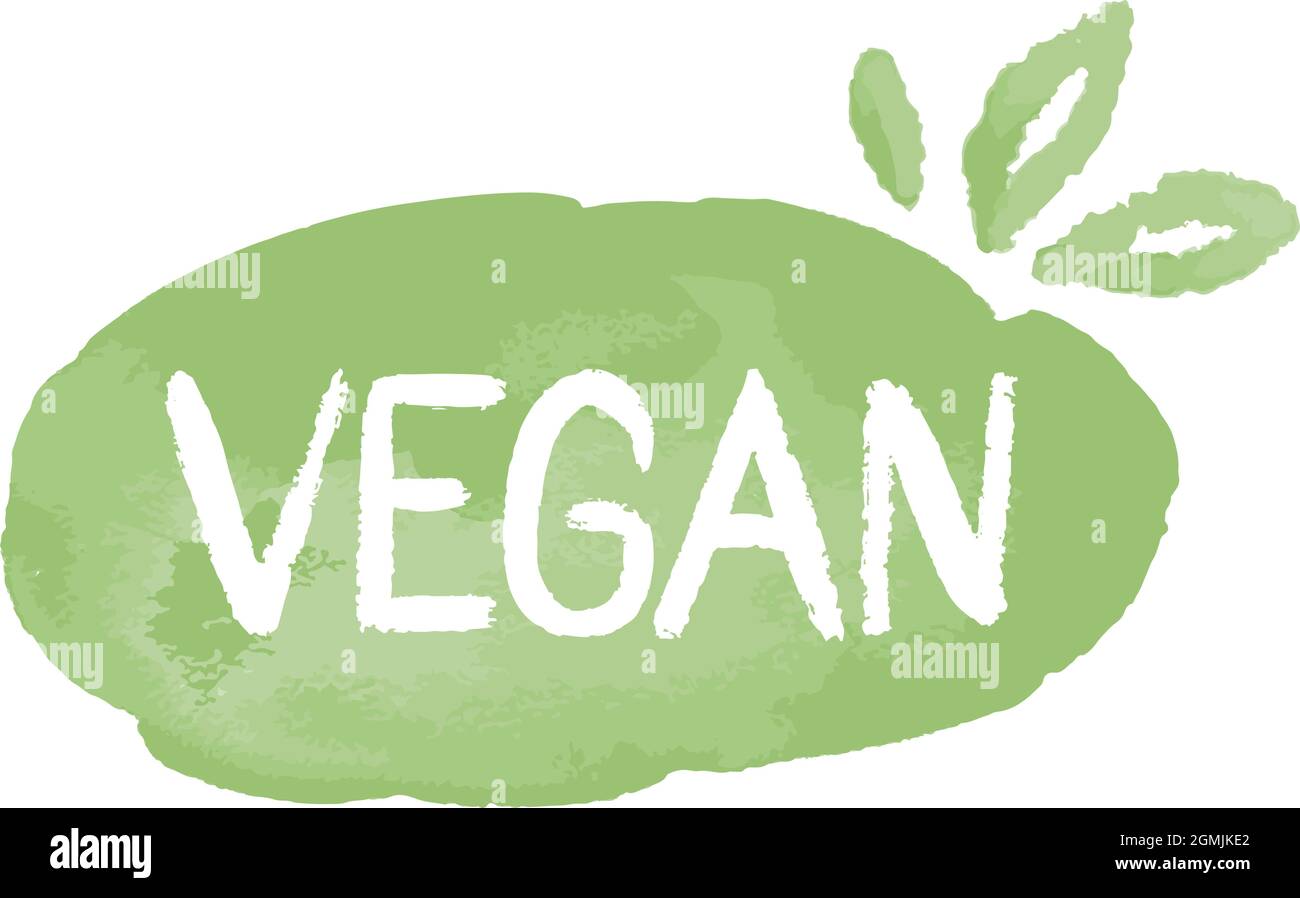 Vegan products and goods, emblem or label vector Stock Vector Image ...