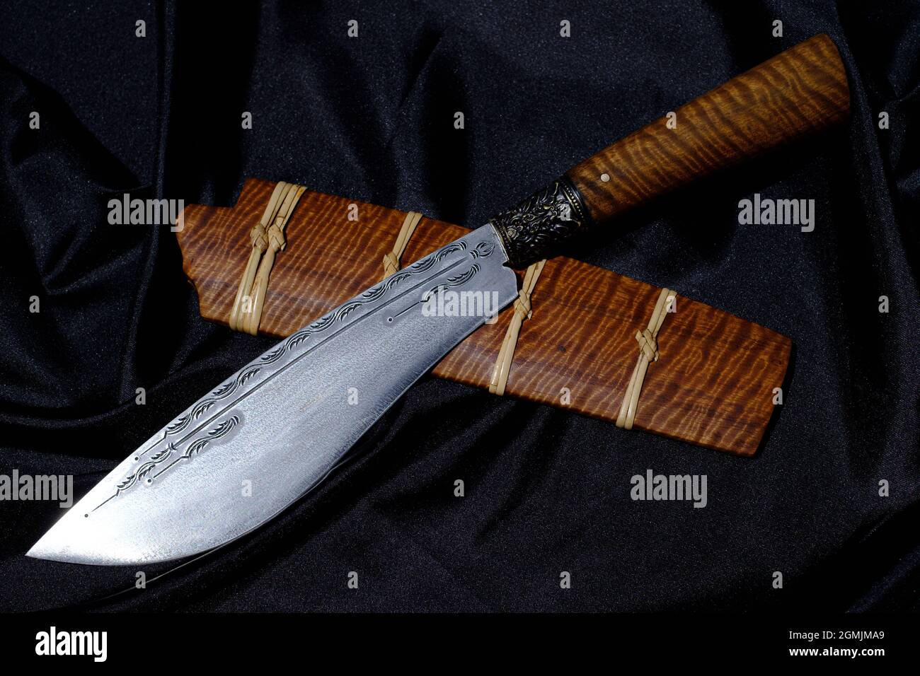 knife custom or Enep in the natural wood scabbard on old table ...