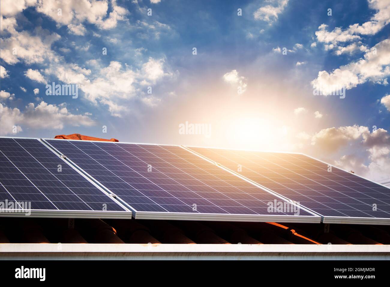 Solar panels red sun hi-res stock photography and images - Alamy